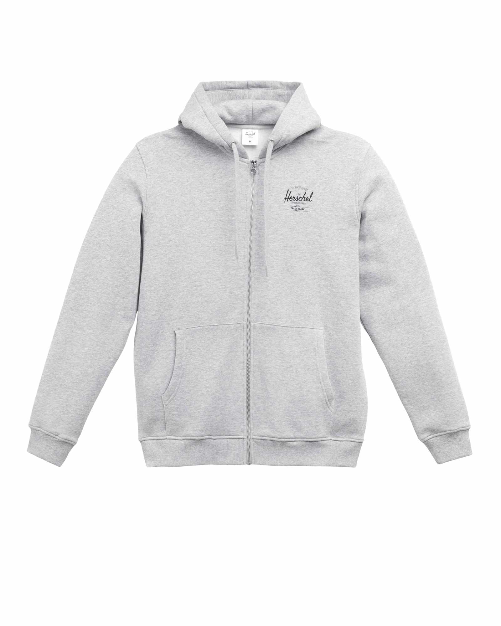 Basic Zip Hoodie Heather Light Grey/Black | Herschel Supply Co.